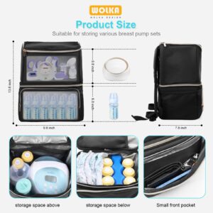 Wolka Breast Pump Bag with Dual Insulated Compartments & Removable Divider,Breast Milk Cooler Travel Bacpak with 50 cans Capacity,Fit Most Breast Pumps Like Medela, Spectra S1,S2, Evenflo