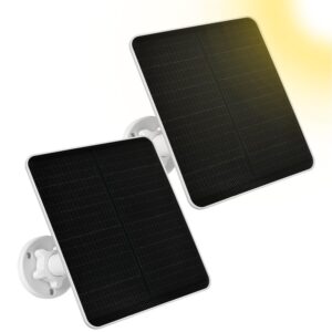 6w solar panel for outdoor security camera,compatible with rechargeable battery powered surveillance camera, micro usb solar panel for wyze cam outdoor,adjustable mounting bracket (2 pack)