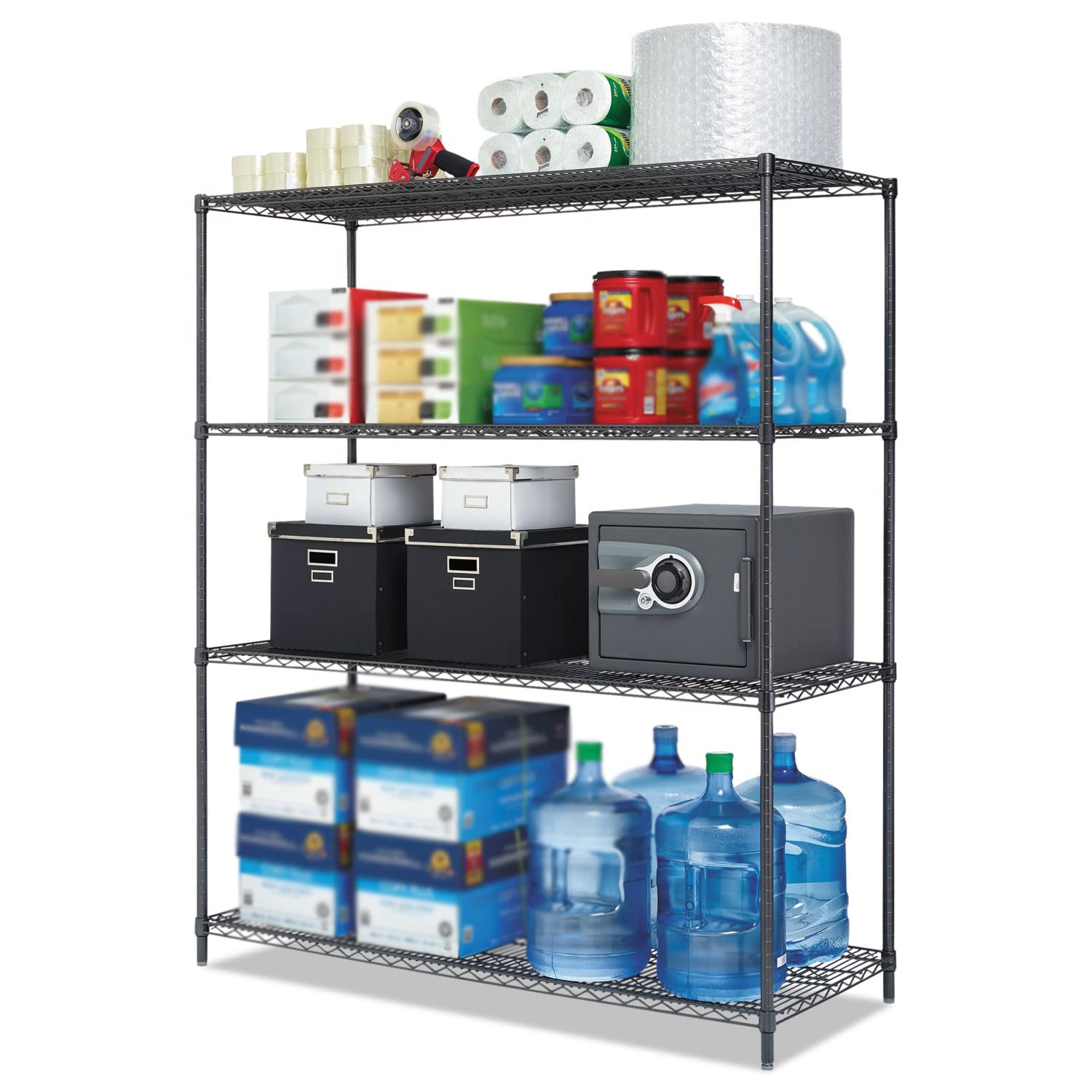 Regal Altair 4 Tier Black Epoxy Wire Shelving Kit | NSF Commercial Storage Rack Unit (18" Deep x 72" Wide x 74" High)