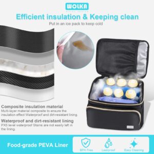 Wolka Breast Pump Bag with Dual Insulated Compartments & Removable Divider,Breast Milk Cooler Travel Bacpak with 50 cans Capacity,Fit Most Breast Pumps Like Medela, Spectra S1,S2, Evenflo