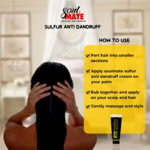 SOUL MATE Sulfur Anti-dandruff Hair Cream With Menthol (5.9oz) | Fast Relief With Herbal Extract | Scalp Treatment For Dry Itchy Scalp | Dandruff Free Hair Moisturizer