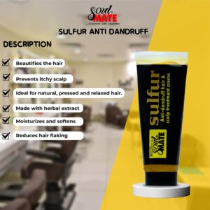 SOUL MATE Sulfur Anti-dandruff Hair Cream With Menthol (5.9oz) | Fast Relief With Herbal Extract | Scalp Treatment For Dry Itchy Scalp | Dandruff Free Hair Moisturizer