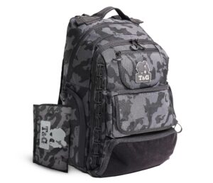 toddlers and gunners dad diaper bag, with diaper changing mat, usb port & laptop compartment. diaper bag backpack with straps for stroller. large diaper bag for men and women (black camo).