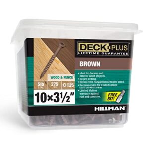 deck plus wood screws, brown exterior screws, 3-1/2" x #10, 5lb