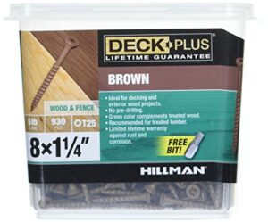 deck plus wood screws, brown exterior screws, 1-1/4" x #8, 5lb