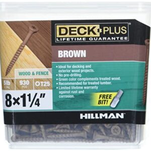 Deck Plus Wood Screws, Brown Exterior Screws, 1-1/4" x #8, 5lb