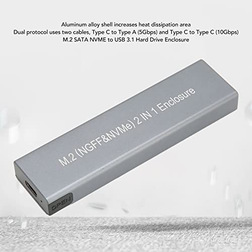 M.2 NVME SSD Enclosure Adapter Tool Free,Dual Protocol Aluminum Alloy Type C Mobile SSD Case for 2230 2242 2260 2280 M.2 SSD,Support UASP