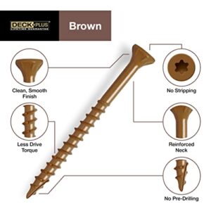 Deck Plus Wood Screws, Brown Exterior Screws, 2-1/2" x #10, 5lb