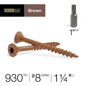 Deck Plus Wood Screws, Brown Exterior Screws, 1-1/4" x #8, 5lb