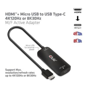 CLUB3D CAC-1336 HDMI™+ Micro USB to USB Type-C 4K120Hz or 8K30Hz M/F Active Adapter