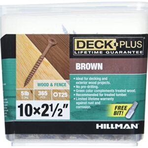 Deck Plus Wood Screws, Brown Exterior Screws, 2-1/2" x #10, 5lb