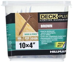 deck plus wood screws, brown exterior screws, 4" x #10, 5lb