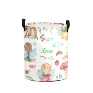 fairy tale forest personalized laundry basket clothes hamper storage handle waterproof, custom collapsible capacity for laundry room bathroom toy decor