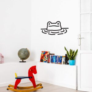 Vinyl Wall Art Decal - Cute Frog - 13" x 27" - Trendy Inspirational Quote Animal Design Sticker for Children Bedroom Home Baby Nursery Daycare Kids Room Decor (Black)