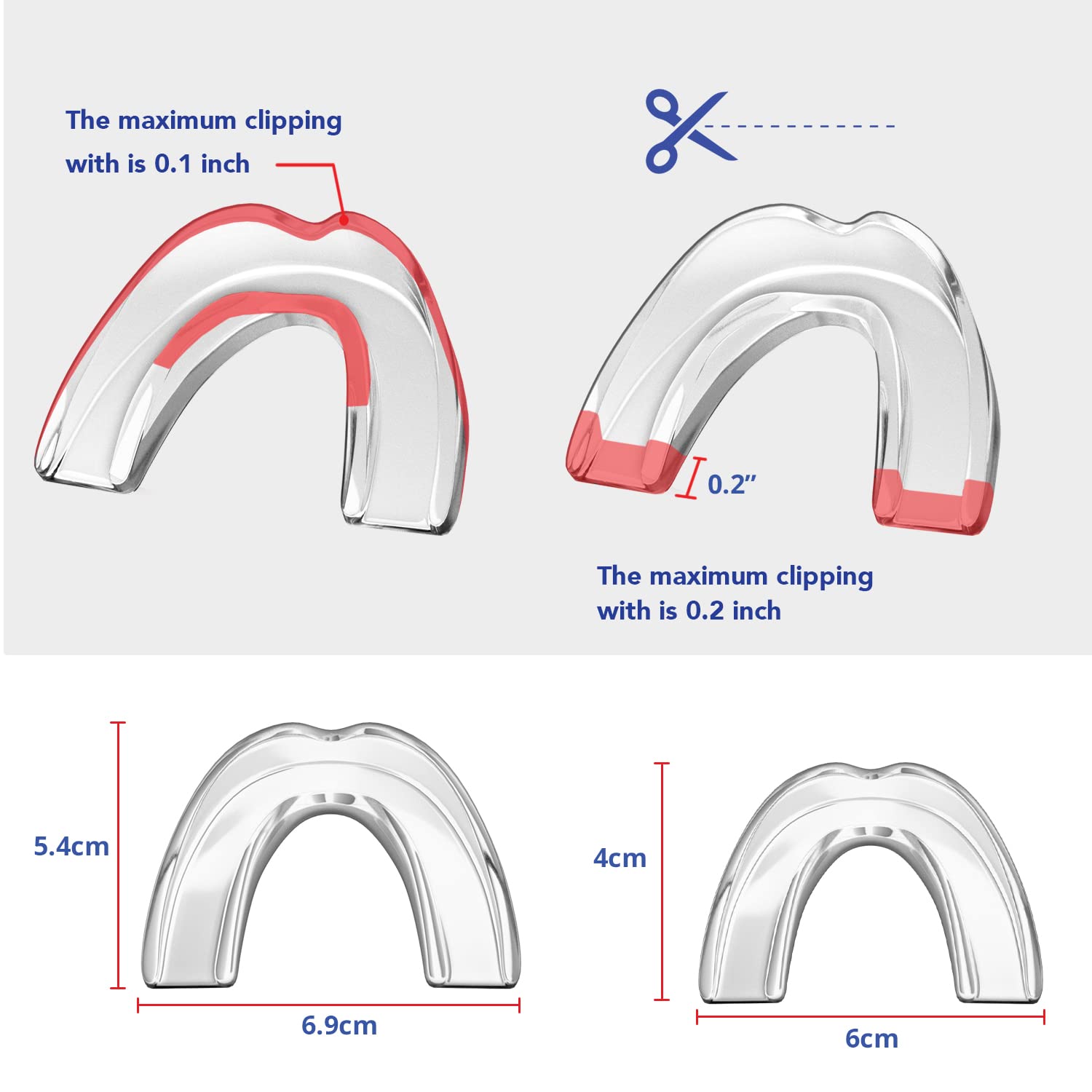 Rossy Mouth Guard for Clenching Teeth at night, Moldable Night Guards for Teeth Grinding 2 Sizes Pack of 4