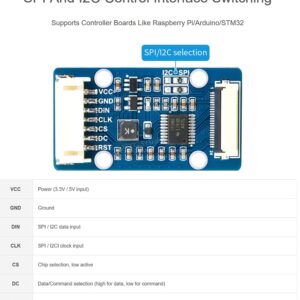 1.51inch 128×64 Transparent OLED Light Blue Color Display Module SPI/I2C Interfaces for Raspberry Pi 4 3 / STM32 etc @XYGStudy