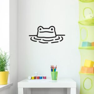 vinyl wall art decal - cute frog - 13" x 27" - trendy inspirational quote animal design sticker for children bedroom home baby nursery daycare kids room decor (black)