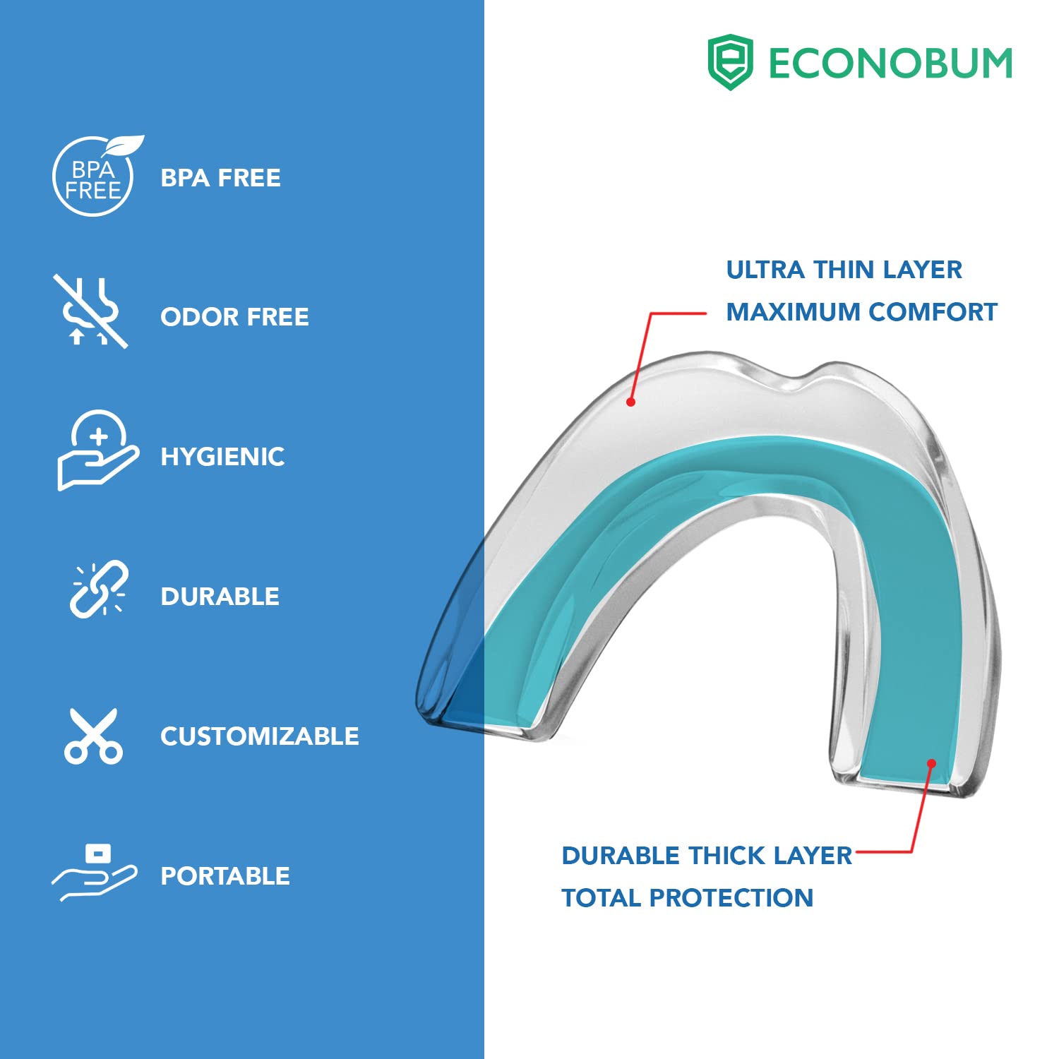 Rossy Mouth Guard for Clenching Teeth at night, Moldable Night Guards for Teeth Grinding 2 Sizes Pack of 4