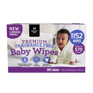 member's mark premium fragrance-free baby wipes (1152 count), 19.6 pounds, 1152.0 count