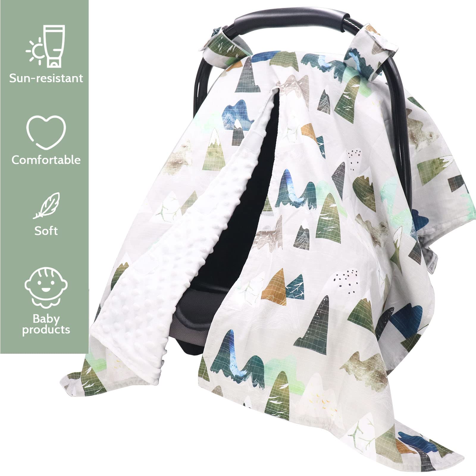 Baby Carseat Cover Girls & Summer Cozy Sun & Warm Cover, Mountains