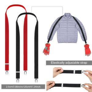 8 Pcs Elastic Kids Mitten Clips Glove Clips for Toddlers Babies Children Hat Clip Winter Dress Cinch Clip Back Shawl Clip (Red, Black)