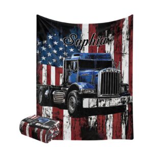 xozoty trucker american flag personalized blanket nursery swaddling blankets for gilrs boys kids newborns baby shower pet gift 30 x 40 inch