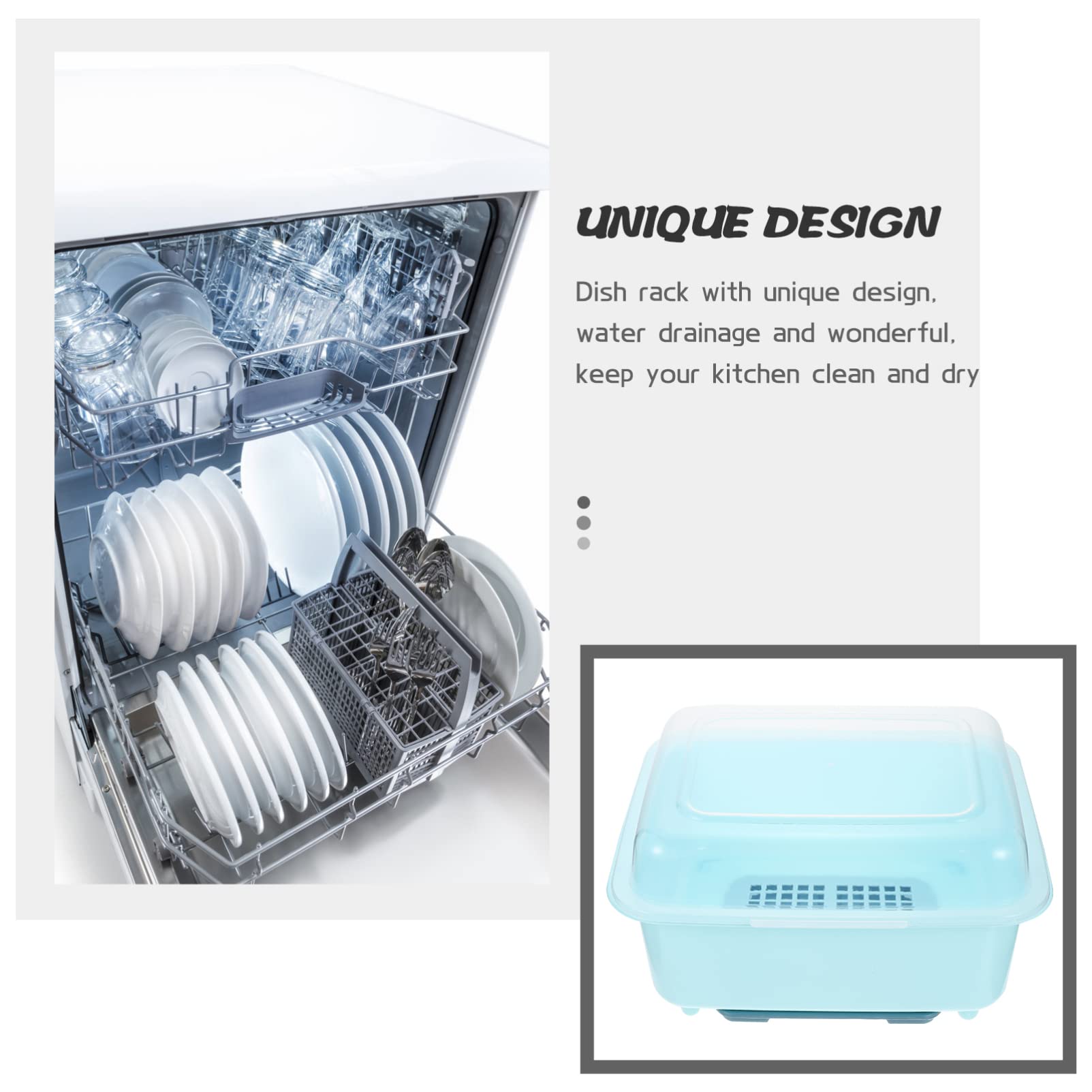 Bottle Drying Racks with Anti- Cover Bottle Storage Box Dinnerware Organizer Kitchen Plate Cup Dish Drying Rack Tray Cutlery Dish Drainer Blue