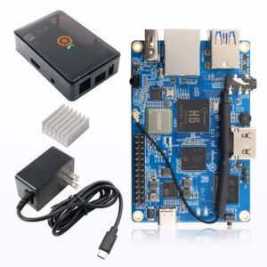 orange pi 3 lts 2gb lpddr3 allwinner h6 flash 4-core 64 bit with 8gb emmc flash single board computer, support dual-band wifi and bluetooth 5.0 development board (pi 3 lts+case+heat sink+power supply)