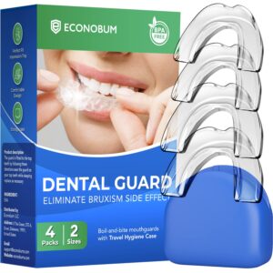 rossy mouth guard for clenching teeth at night, moldable night guards for teeth grinding 2 sizes pack of 4