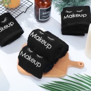 Shimeyao 12 Pcs 13x13 Inch Black Makeup Washcloths Reusable Make up Towels Facial Cleansing Makeup Cloths Cotton Cosmetic Towel Water Absorbent Face Towels for Women Skin Care