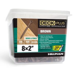 deck plus wood screws, brown exterior screws, 2" x #8, 5lb