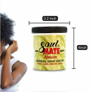 Soulmate African Herbal Hair Grow Cream 12.5 oz | Moisturizing Cream with Jojoba Oil for Smooth & Shiny Hair | Pure Remedy for Scalp Thinning, & Breakage | Natural Conditioner for All Hair Types