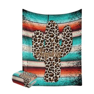 funny leopard cactus personalized blanket nursery swaddling blankets for gilrs boys kids newborns baby shower pet gift 30 x 40 inch