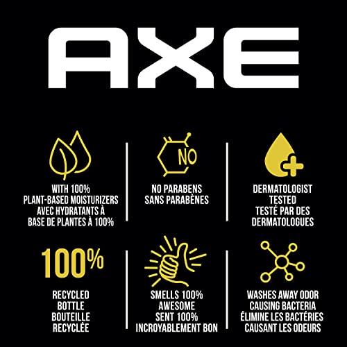 Axe Body Wash Charge & Hydrate Sports Blast Energizing Citrus Scent Men's Body Wash, 100 percent Recycled Bottle 16 oz 4 Count