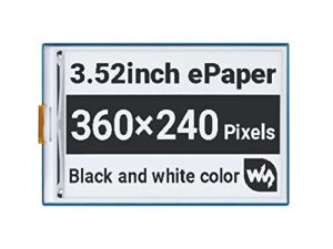 waveshare 3.52inch e-paper hat compatible with raspberry pi 4b/3b+/3b/2b/b+/a+/zero/zero w/wh/zero 2w supports jetson nano 360 × 240 resolution spi interface black/white dual colors