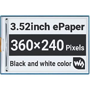 Waveshare 3.52inch E-Paper HAT Compatible with Raspberry Pi 4B/3B+/3B/2B/B+/A+/Zero/Zero W/WH/Zero 2W Supports Jetson Nano 360 × 240 Resolution SPI Interface Black/White Dual Colors