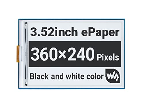 Waveshare 3.52inch E-Paper HAT Compatible with Raspberry Pi 4B/3B+/3B/2B/B+/A+/Zero/Zero W/WH/Zero 2W Supports Jetson Nano 360 × 240 Resolution SPI Interface Black/White Dual Colors