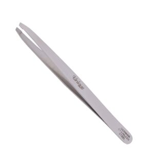 tweezers - eyebrow flat square tip tweezer - facial hair removal, german stainless steel - by the unique edge