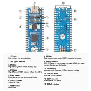 Development Board, PCB Material Type C Interface Stamp Hole Design 26 Pins RP2040 Plus Development Board for Computer