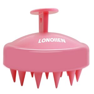 lonoiien scalp massager, scalp scrubber with soft silicone bristles hair shampoo brush for scalp exfoliator, promote hair growth & dandruff removal(pink)