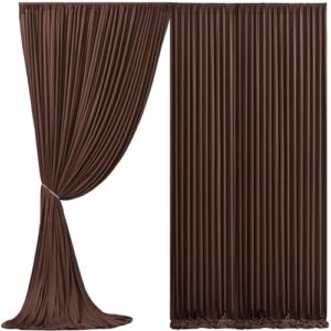 tao-ge 10x10 brown backdrop curtain for parties wedding wrinkle free brown photo curtains backdrop drapes fabric decoration for birthday party baby shower 5ft x 10ft,2 panels