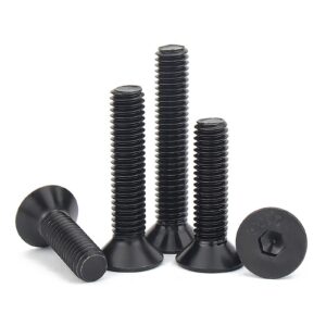 hantof 75pcs flat head hex socket cap screw bolt, grade 10.9 alloy steel, m6 x 10/12/16/20/30mm sck allen head hex drive machine screw set with hex key, black oxide finish, fully threaded pitch: 1.0mm