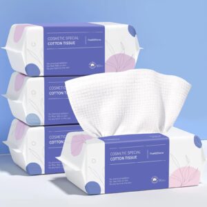 poeticehome cotton tissue dry wipes - extra thick biodegradable facial cleansing towel disposable wash cloth for makeup cleaning 4 pack