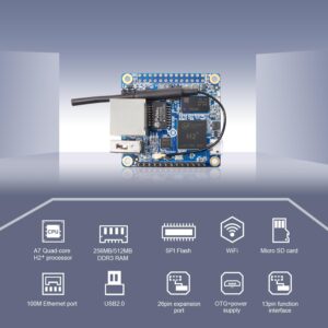 Orange Pi Zero LTS 512MB DDR3 AllWinner H3 Quad-Core A7 Single Board Computer, WiFi Support, Open Source Development Board Microcontroller Mini PC Run Android/Lubuntu/Debian (Zero LTS+Case)