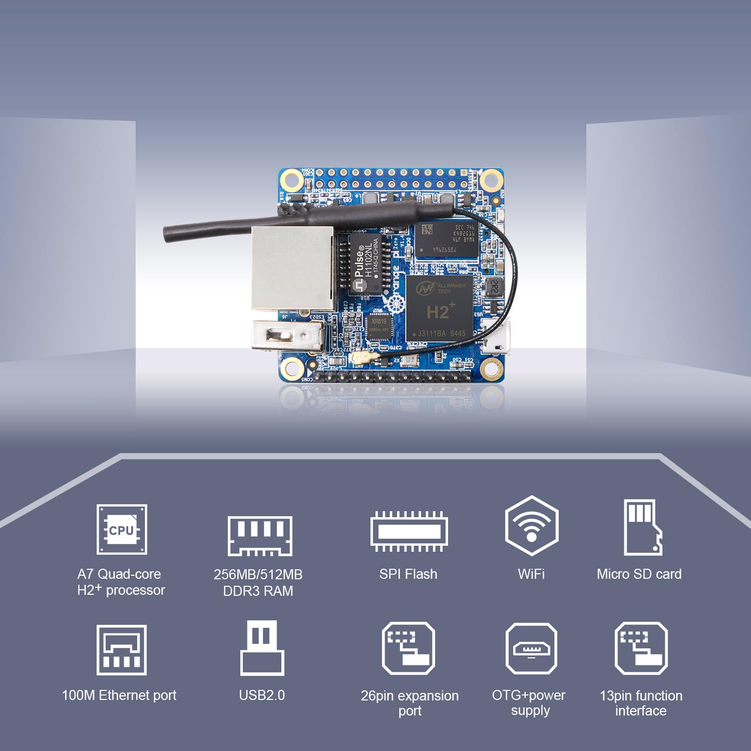 Orange Pi Zero LTS 512MB DDR3 AllWinner H3 Quad-Core A7 Single Board Computer, WiFi Support, Open Source Development Board Microcontroller Mini PC Run Android/Lubuntu/Debian (Zero LTS+Case)