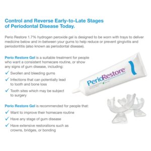 Perio Restore® Gel 3 Ounce Tube; 3 Pack. 1.7% Hydrogen Peroxide Oral Cleansing Treatment Gel. Includes Two (2) Trays for Ease of Application. Mint Flavor