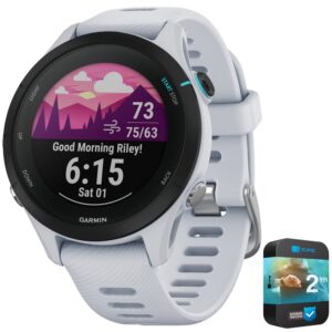 garmin 010-02641-21 forerunner 255 music gps smartwatch whitestone bundle with 2 yr cps enhanced protection pack