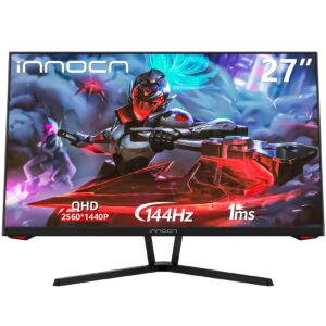 innocn 27g1r 27 inch gaming monitor 1440p 144hz 2k qhd 1ms g-sync compatible hdmi displayport ultra thin computer pc gaming monitor, 99% srgb, eye care, vesa mountable, black