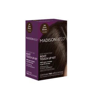 madison reed root perfection permanent root touch up, dark brown 5n calabria, 10 minutes for 100% gray root coverage, ammonia-free hair dye, two applications