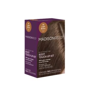 madison reed root perfection permanent root touch up, light brown 7n alba, 10 minutes for 100% gray root coverage, ammonia-free hair dye, two applications